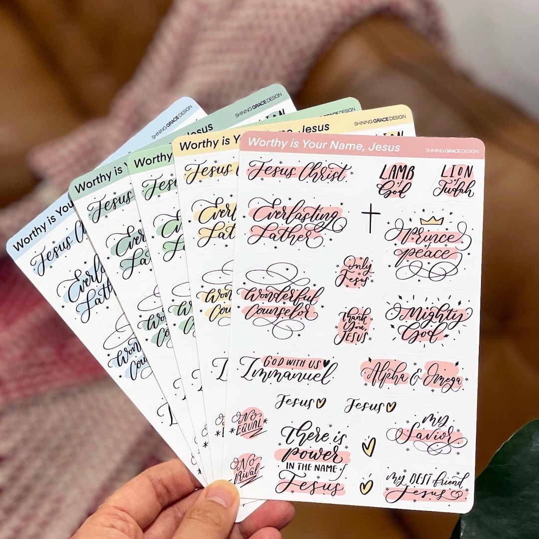 Names of Jesus Sticker Sheet | Hand-lettering Stickers | Bible ...
