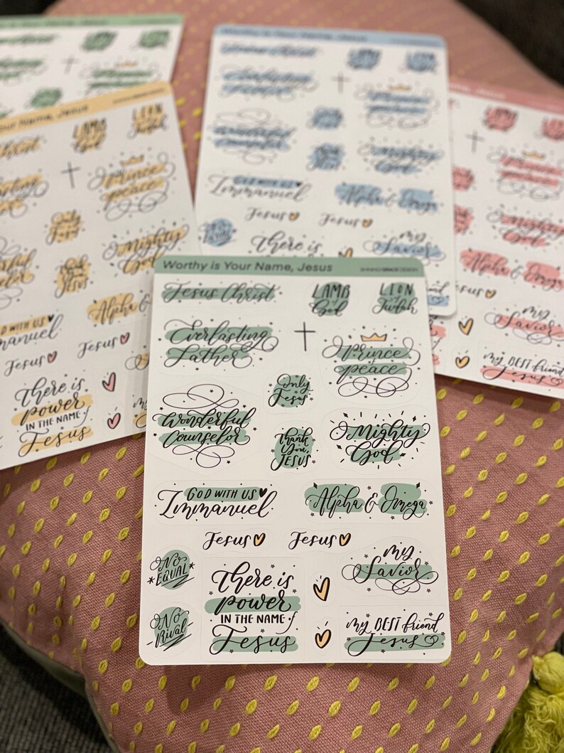 Names of Jesus Sticker Sheet | Hand-lettering Stickers | Bible ...