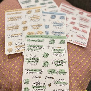 Names of Jesus Sticker Sheet | Hand-lettering Stickers | Bible ...