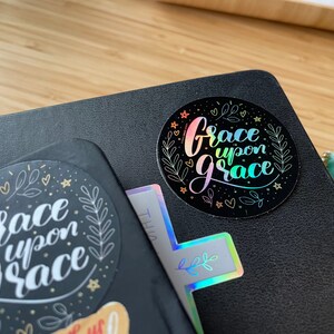 Grace Upon Grace | Christian Faith Sticker | 2”circle Holographic ...