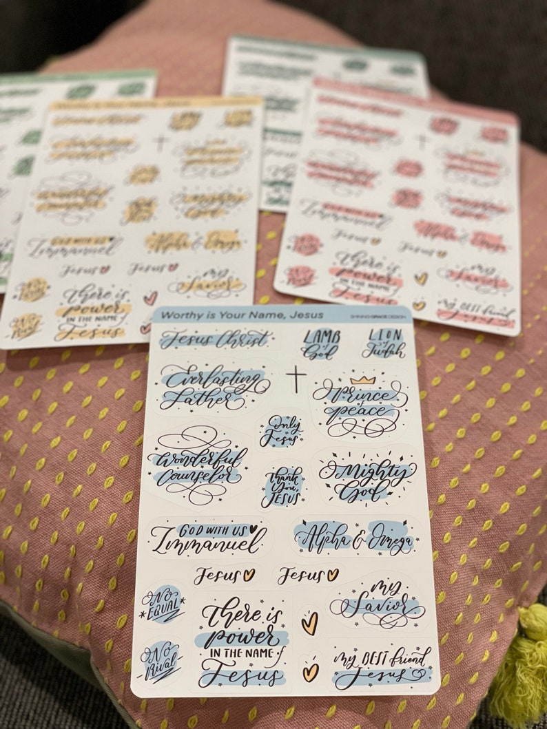 Names of Jesus Sticker Sheet | Hand-lettering Stickers | Bible ...