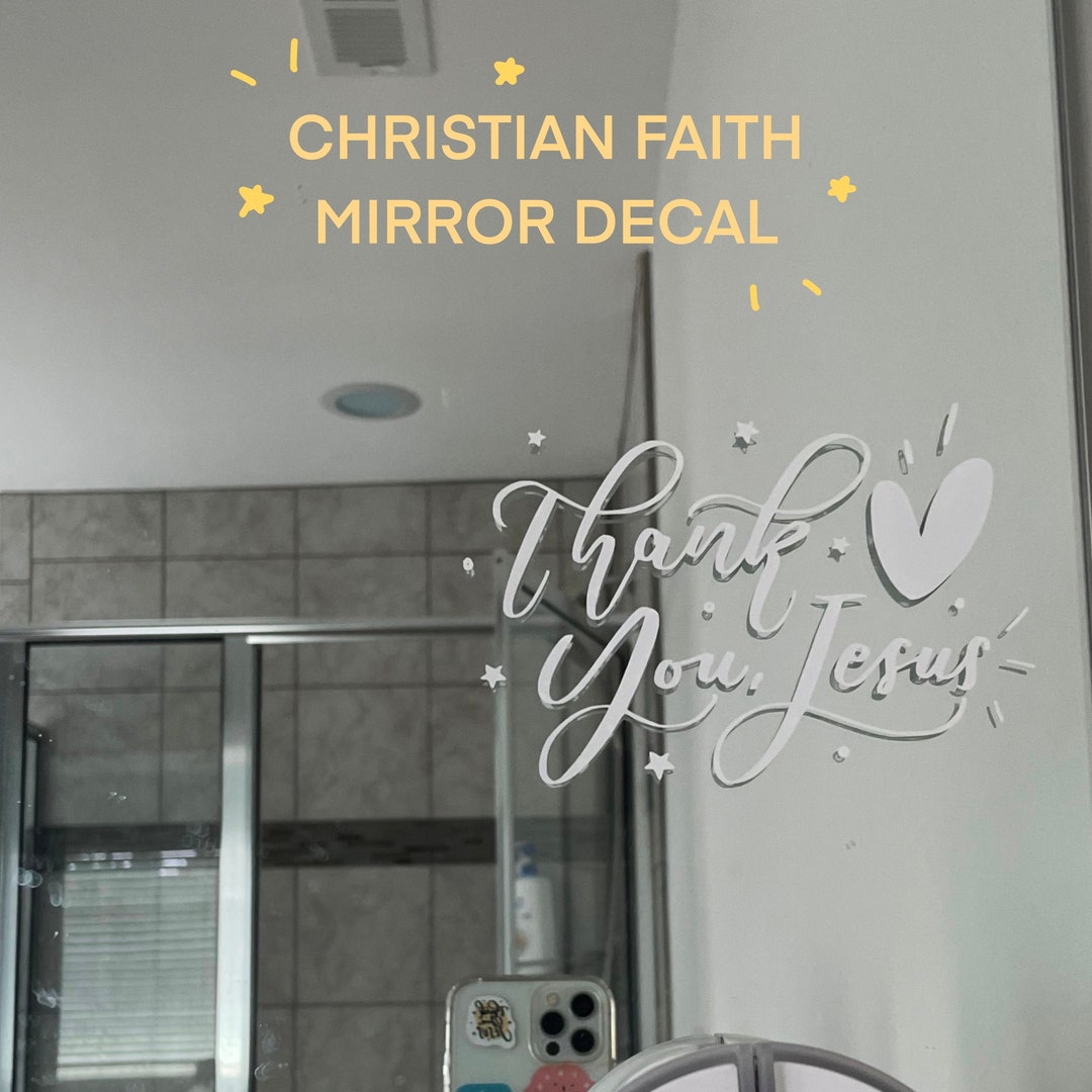 Thank You Jesus White Vinyl Mirror Decal, Faith Reminder - Etsy