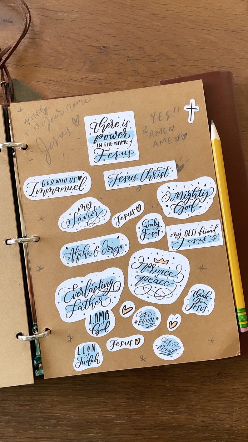Names of Jesus Sticker Sheet | Hand-lettering Stickers | Bible ...