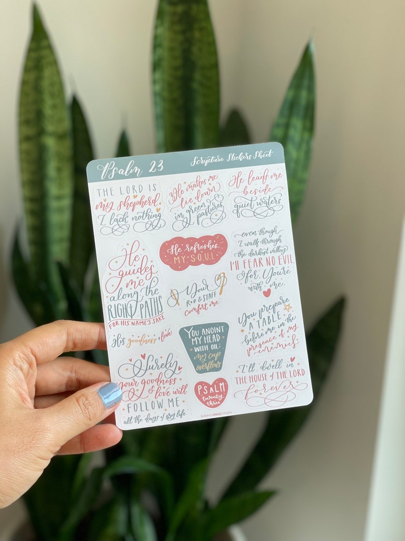 Psalm 23 Sticker Sheet 13 Stickers Christian Scripture - Etsy