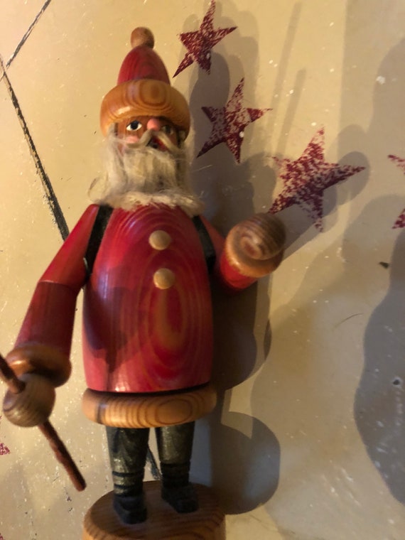 Collectible Wooden German Santa Claus Figurines from the Erzgebirge