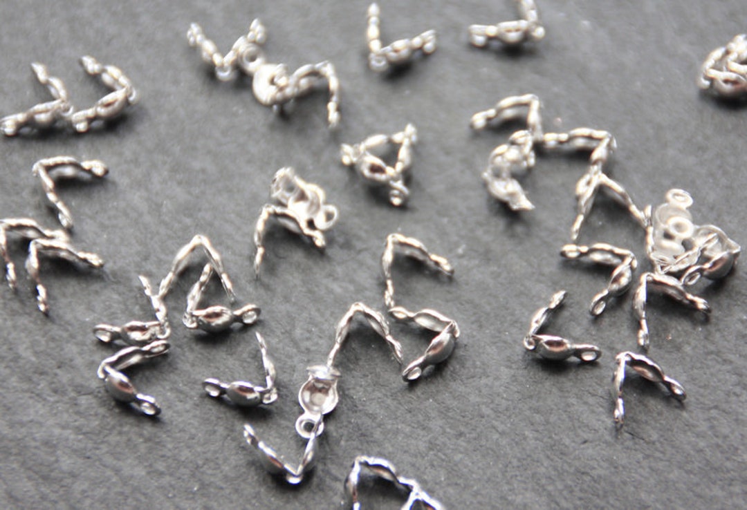 50 Squeeze Calottes Silver End Caps - Etsy