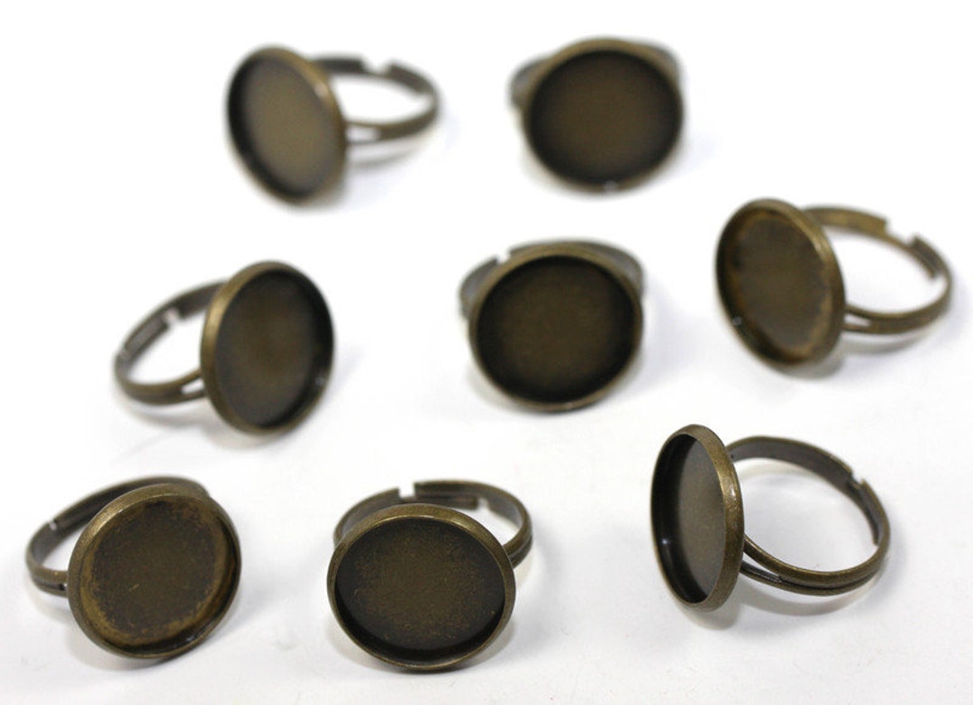 4 Ring Blanks Bronze 16 Mm Adhesive Surface - Etsy