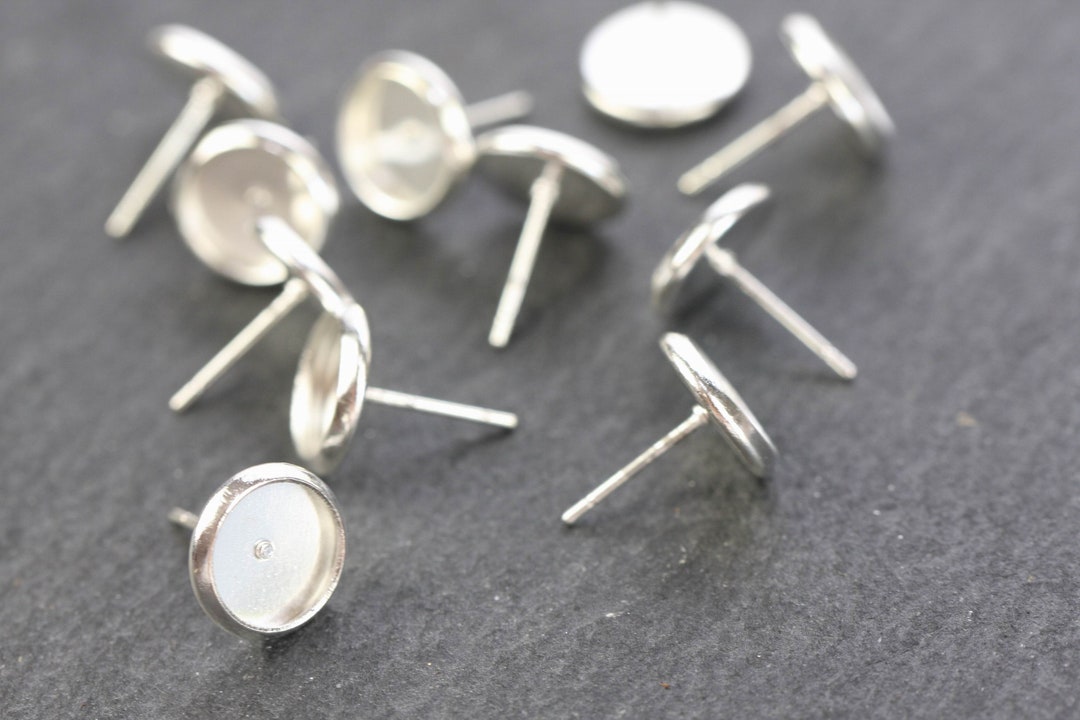 20 X Stud Earrings 7.5 Mm Socket Antique Silver - Etsy