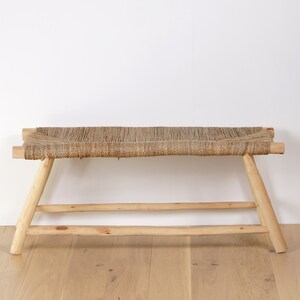 Ethnic Bench in Solid Wood and Natural Braiding 100cm - Etsy