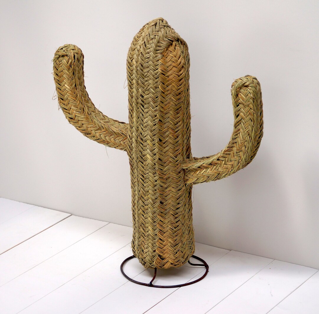 Doum Cactus in Woven Straw on Foot 80cm - Etsy