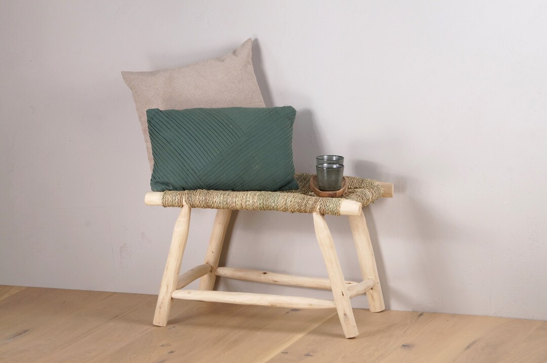 Ethnic Bench in Wood and Natural Braiding 60cm - Etsy