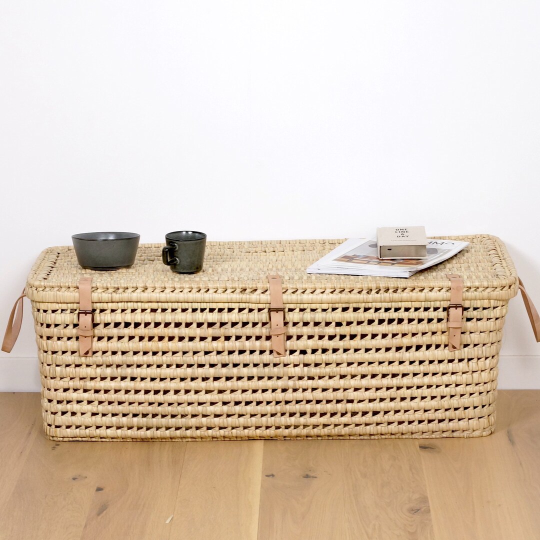 100cm Storage Chest Made of Palm Leaves and Leather - Etsy