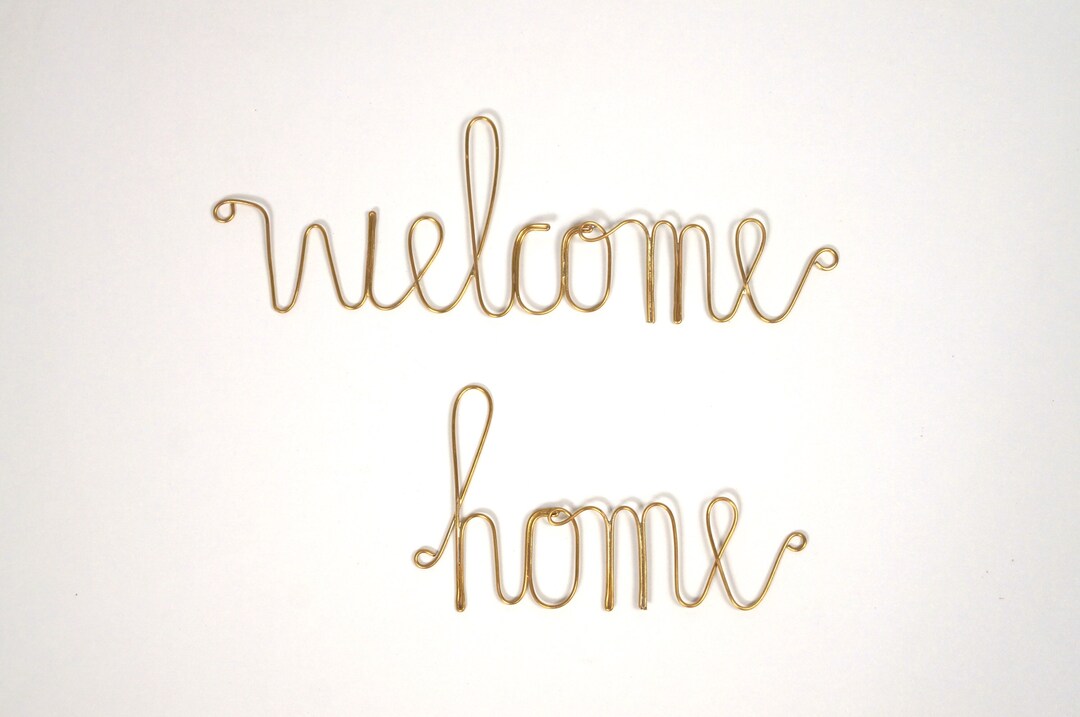 Golden Brass Word - Welcome Home, Golden Wall Decoration - Etsy
