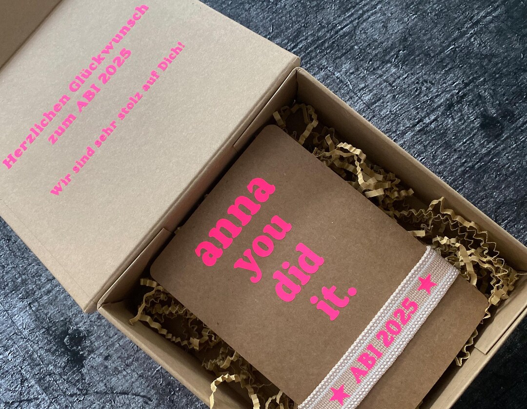 Personalized Gift Box With Message + Bracelet Abi 2025 + Card Abitur ...