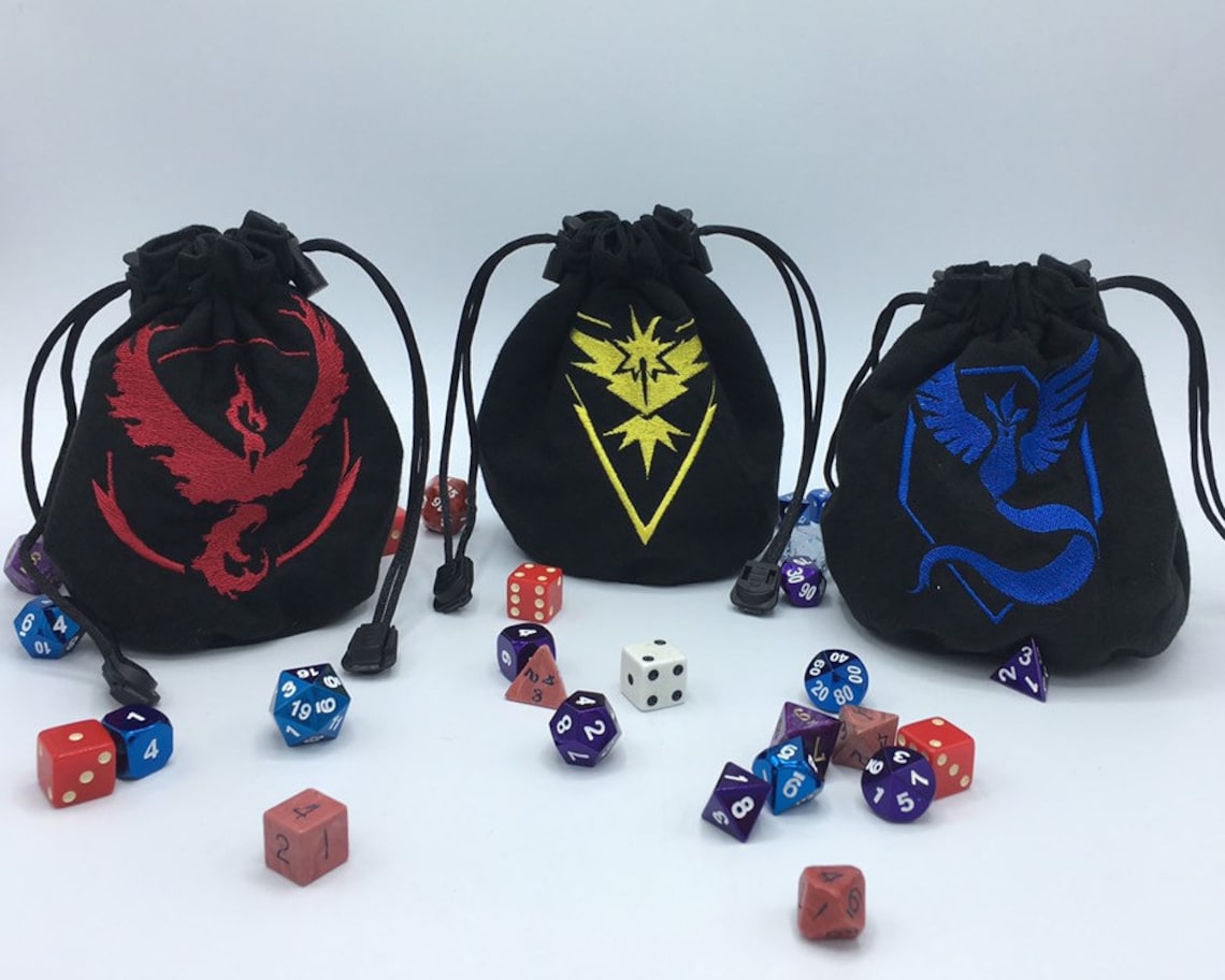 Pokemon Teams Dice Bag Black Gaming Bag D&D Dice Bag Dnd - Etsy