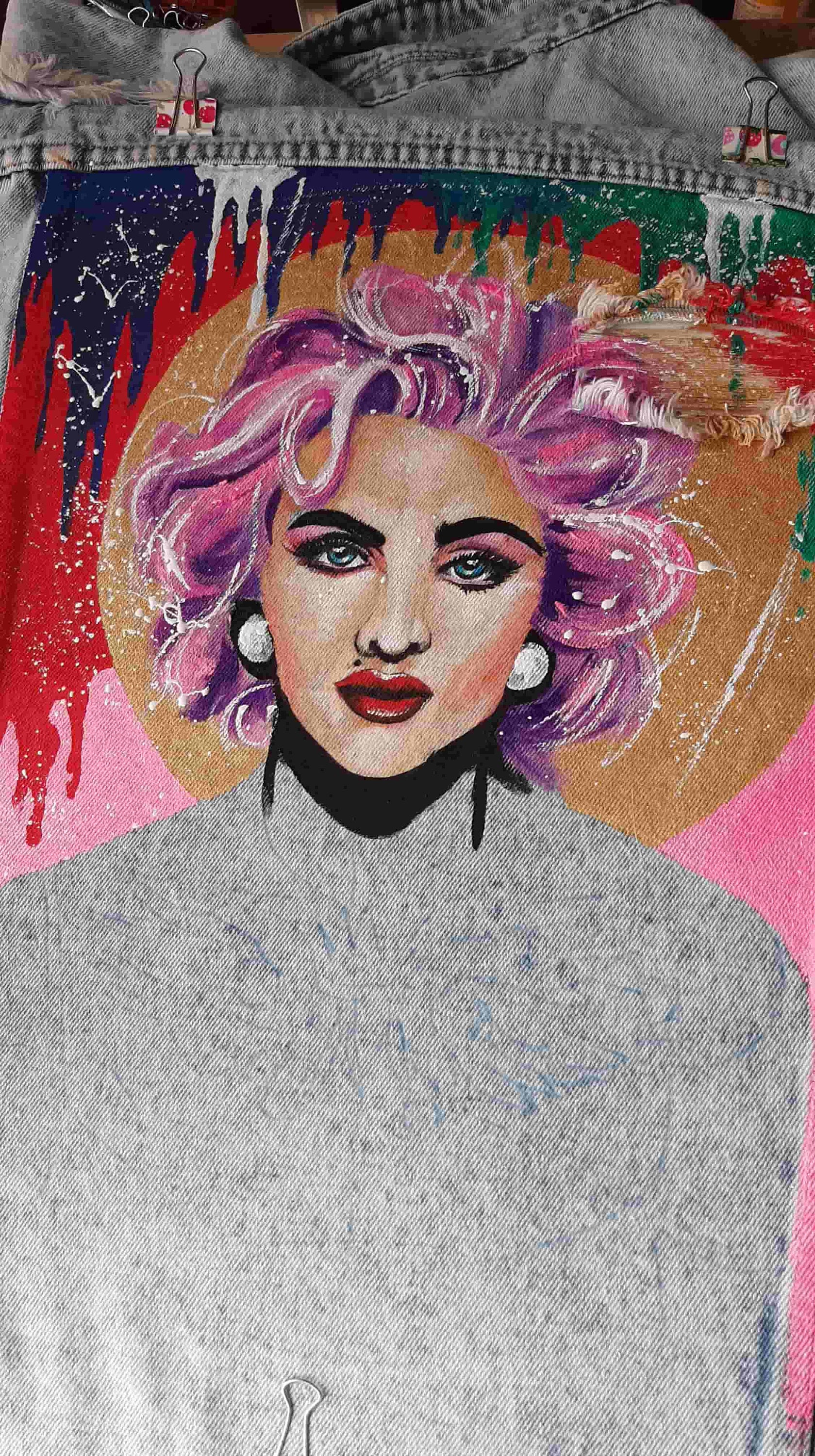 Madonna Portrait, Jean Jacket for Her, Gift for Mom, Custom Denim ...