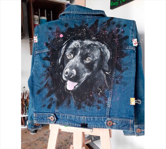 Labrador Retriever on Denim Jacket Black Lab From Photo Dog | Etsy