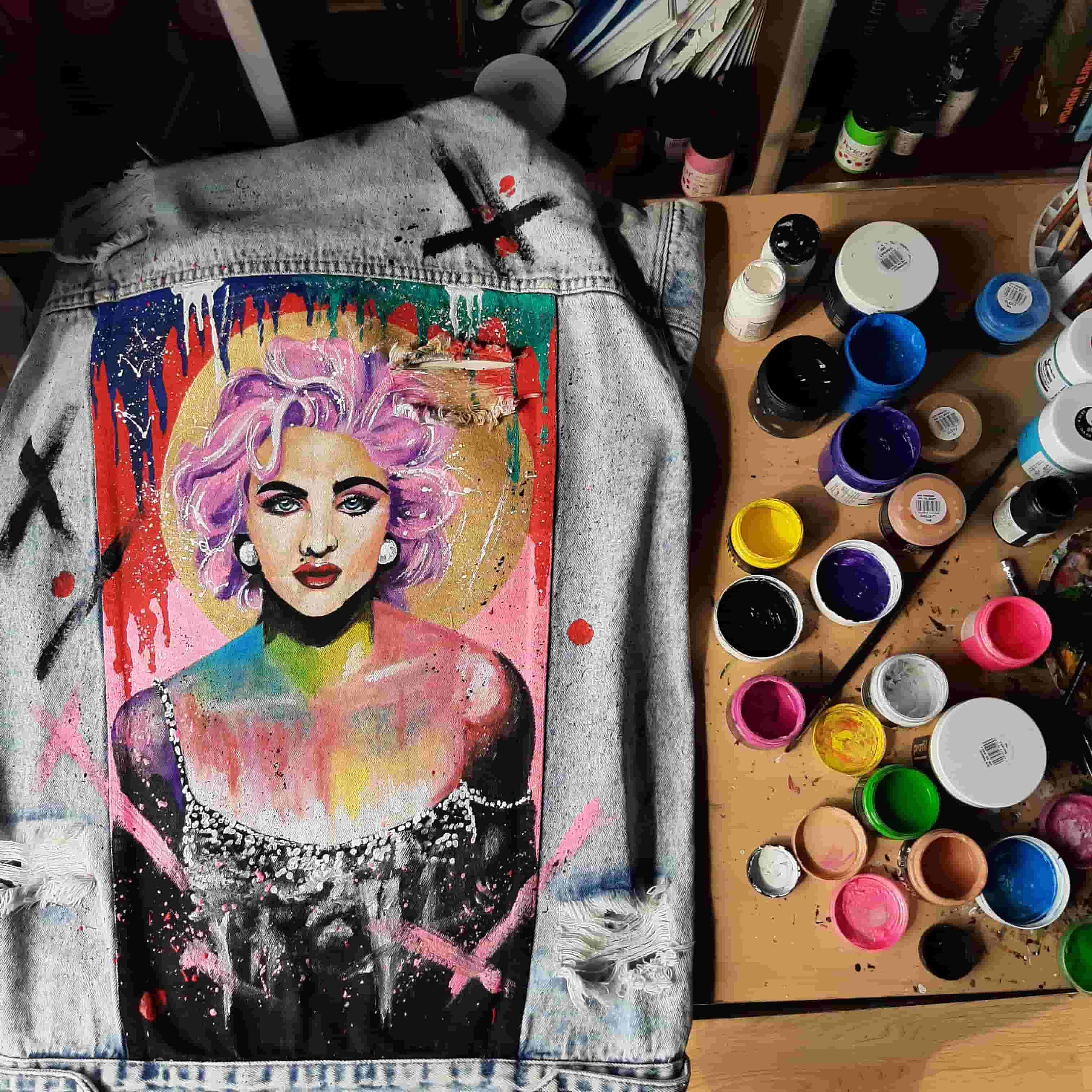 Madonna Portrait, Jean Jacket for Her, Gift for Mom, Custom Denim ...