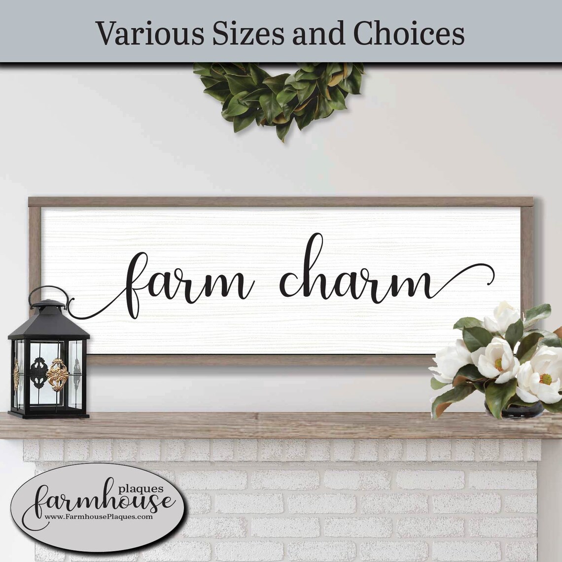 Farm Charm Sign Farmhouse Decor Sign Framed Wood Wall Art | Etsy