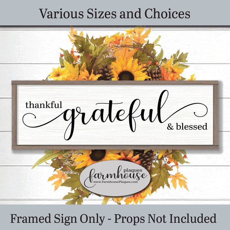 Home & Living Wall Hangings Wall Décor Thankful Grateful Blessed Sign ...