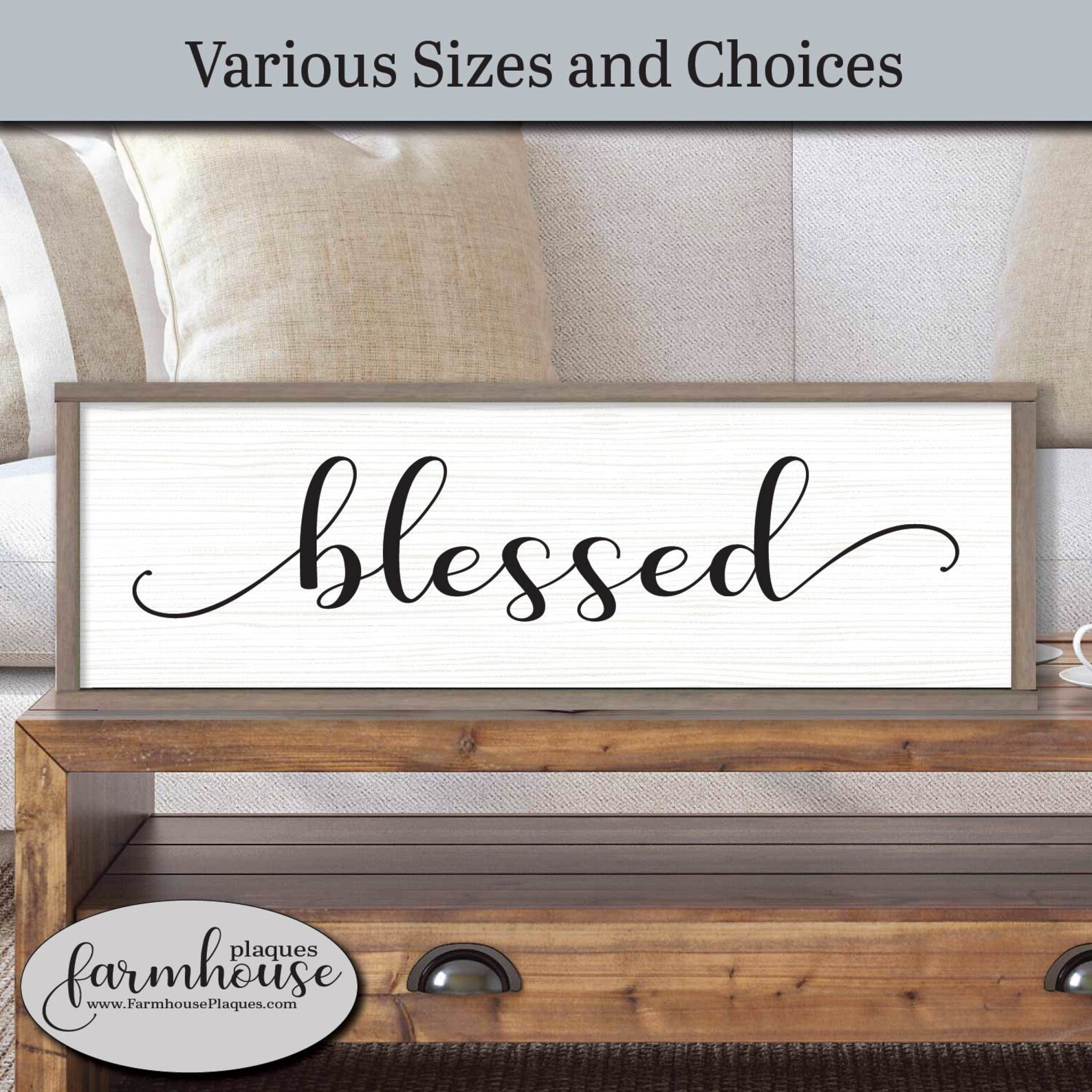 Blessed Sign Plaque Farmhouse Decor Sign Framed Wood Wall | Etsy