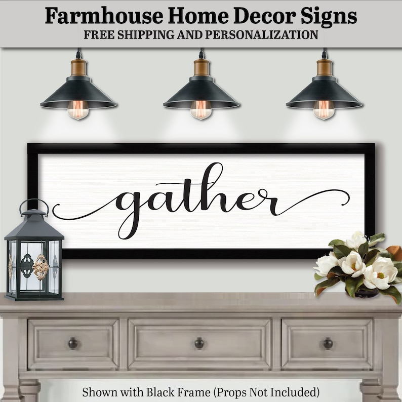 Gather Sign Plaque, FARMHOUSE HOME DECOR, Wood Signs Sayings, Room ...