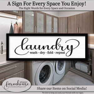 Laundry Wash Dry Fold Repeat Sign, FARMHOUSE DECOR SIGN, Large Wall Art ...