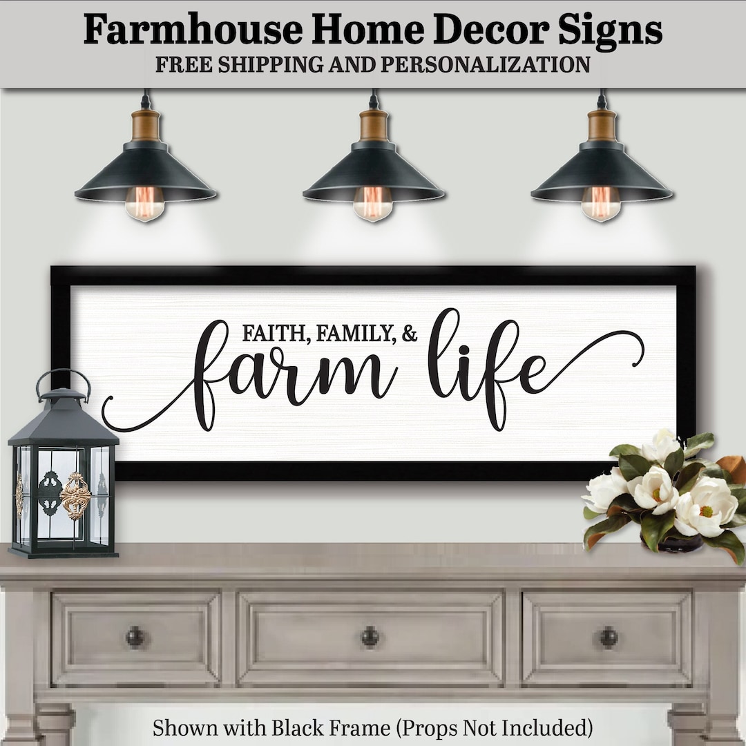 Faith Family and Farm Life Sign, FARMHOUSE HOME DECOR, Wall Hanging ...