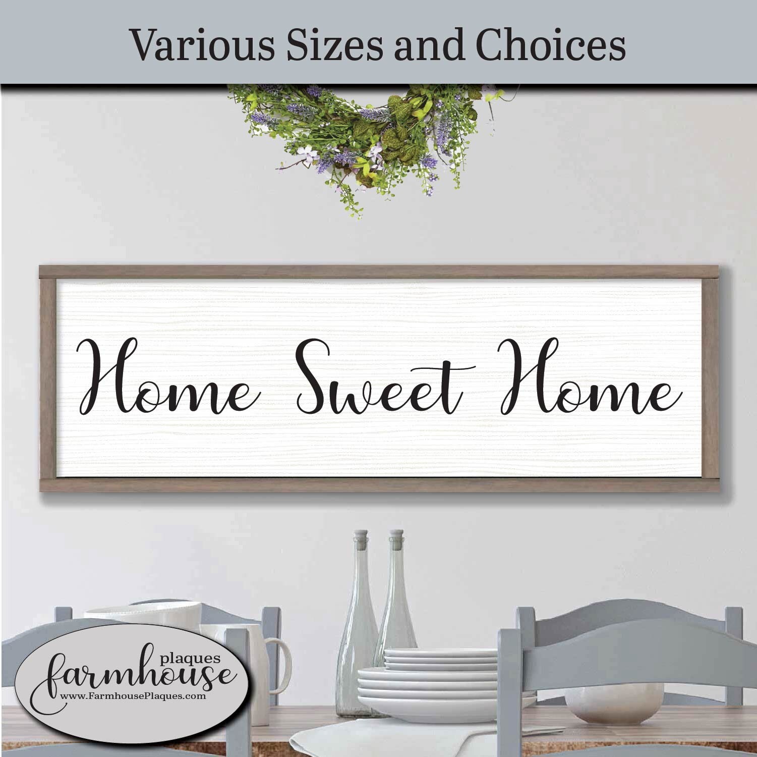 Home Sweet Home Farmhouse Decor Sign Framed Wood Wall Art | Etsy