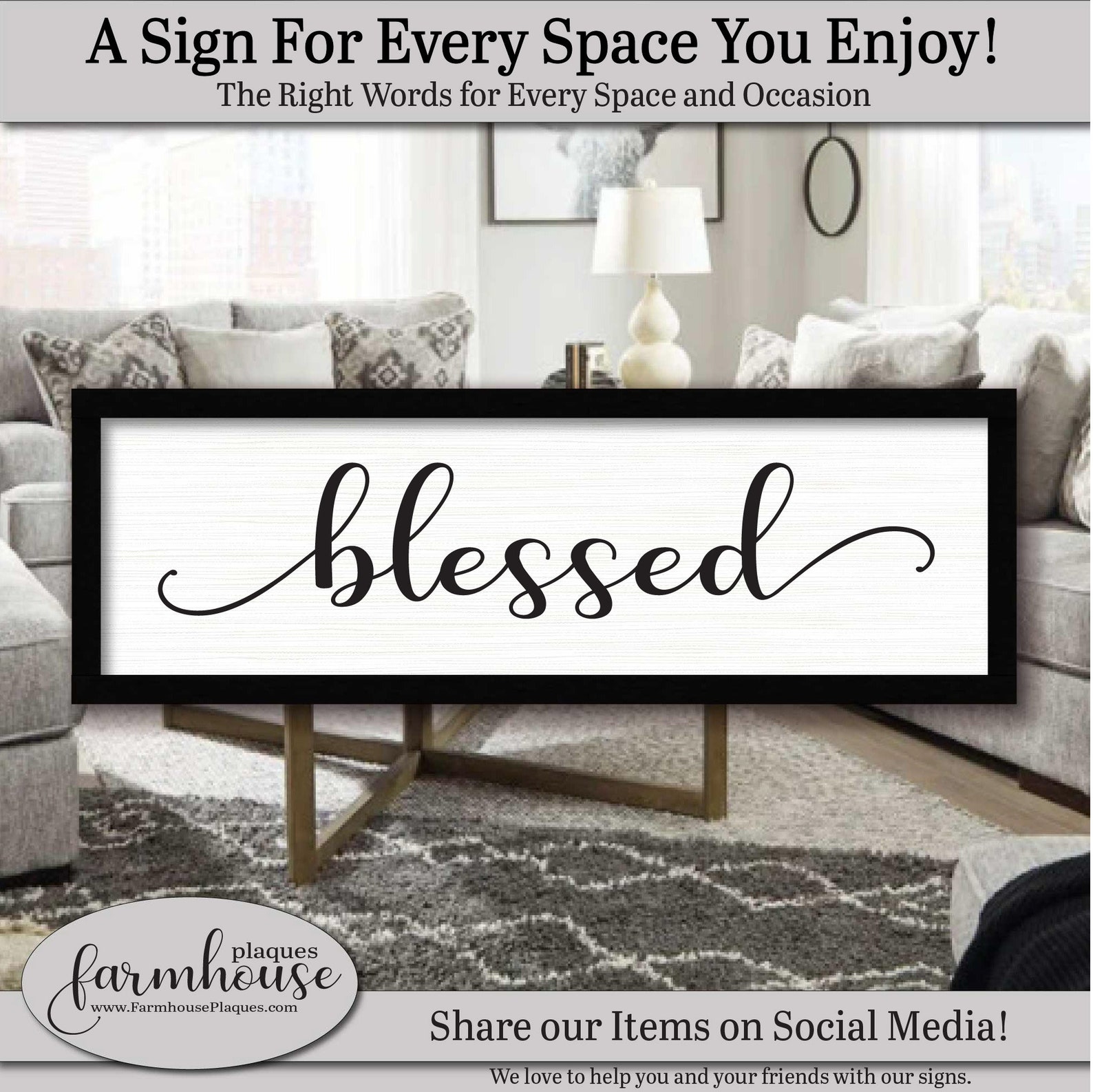 Blessed Sign Plaque Farmhouse Decor Sign Framed Wood Wall - Etsy