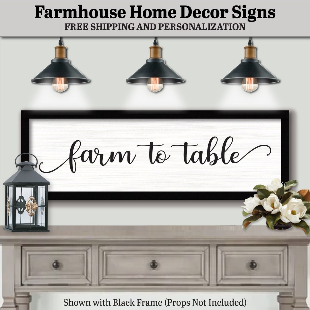 Farm to Table Sign, FARMHOUSE DECOR SIGN, Room Decor Aesthetic, Large ...