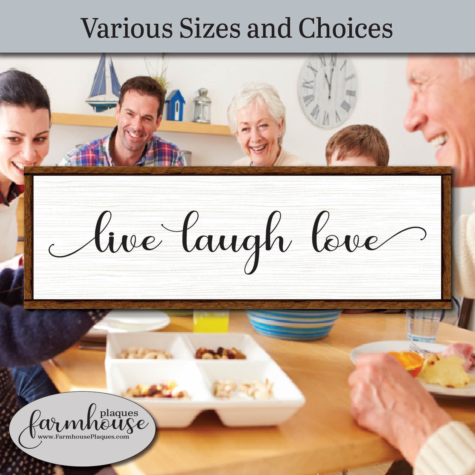 Live Laugh Love Farmhouse Decor Sign Framed Wood Wall Art | Etsy