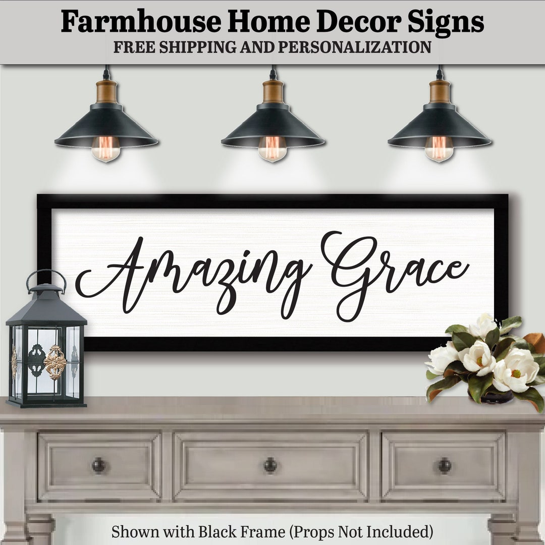 Amazing Grace Sign, FARMHOUSE HOME DECOR, Small Plaque God Art, Large ...