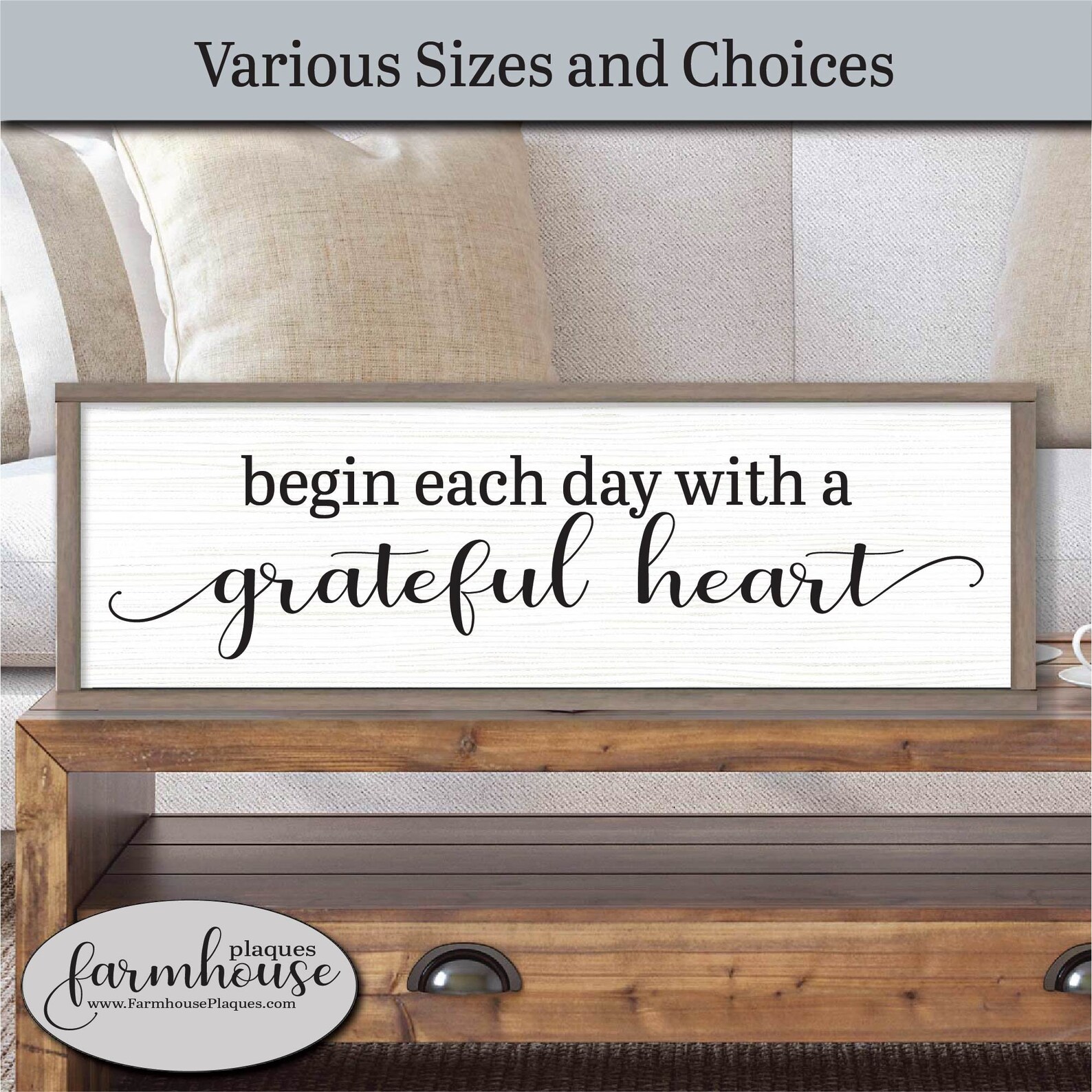 Begin Each Day With A Grateful Heart Farmhouse Decor Sign | Etsy