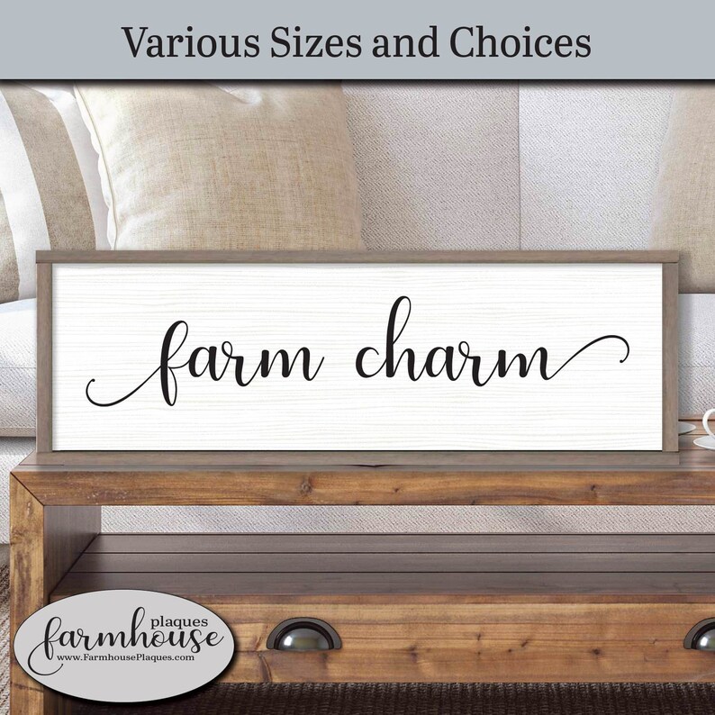 Farm Charm Sign Farmhouse Decor Sign Framed Wood Wall Art | Etsy