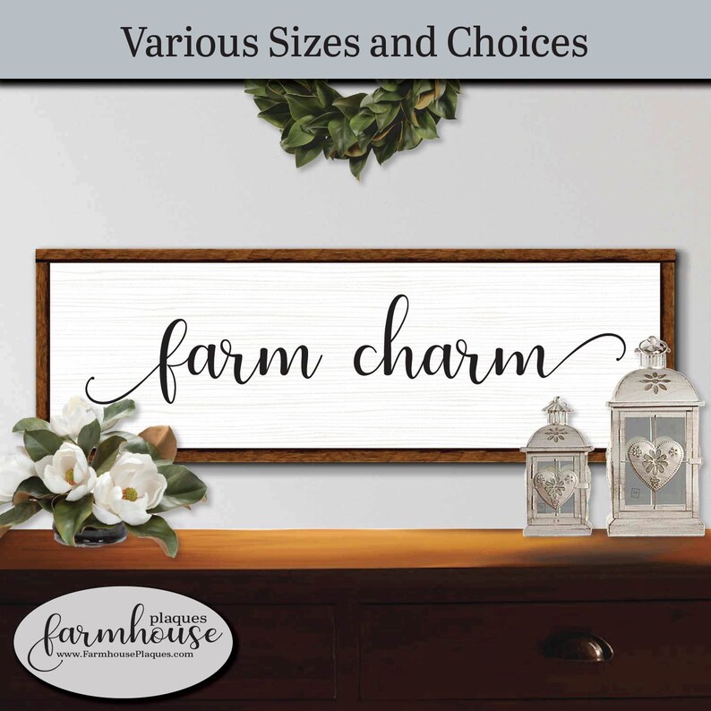 Farm Charm Sign Farmhouse Decor Sign Framed Wood Wall Art | Etsy