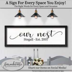 Our Nest Sign With Name and Date, FARMHOUSE HOME DECOR, Birthday Gifts ...