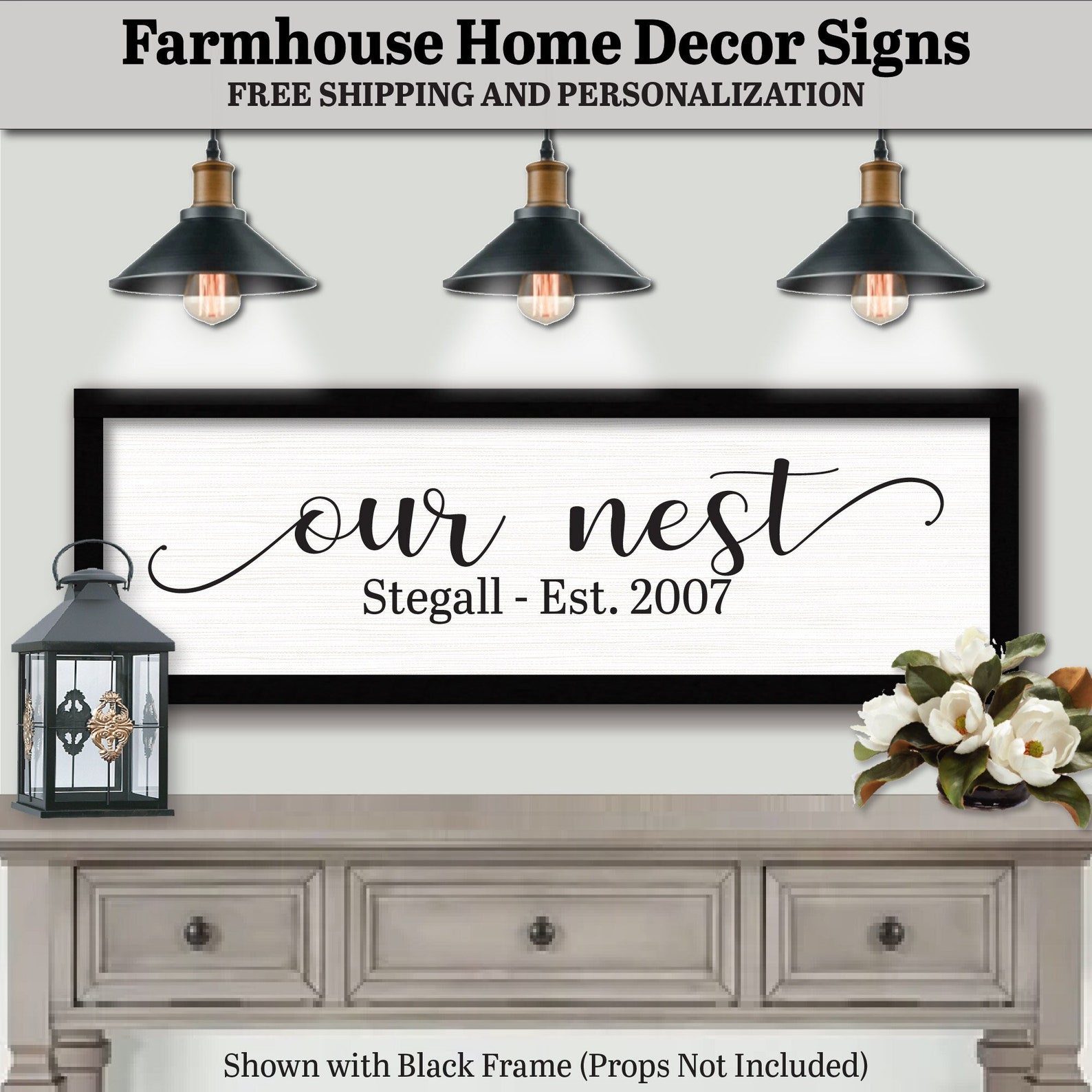 Our Nest Sign With Name and Date, FARMHOUSE HOME DECOR, Birthday Gifts ...