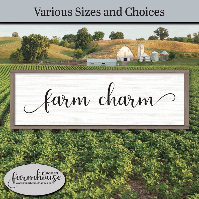 Farm Charm Sign Farmhouse Decor Sign Framed Wood Wall Art | Etsy
