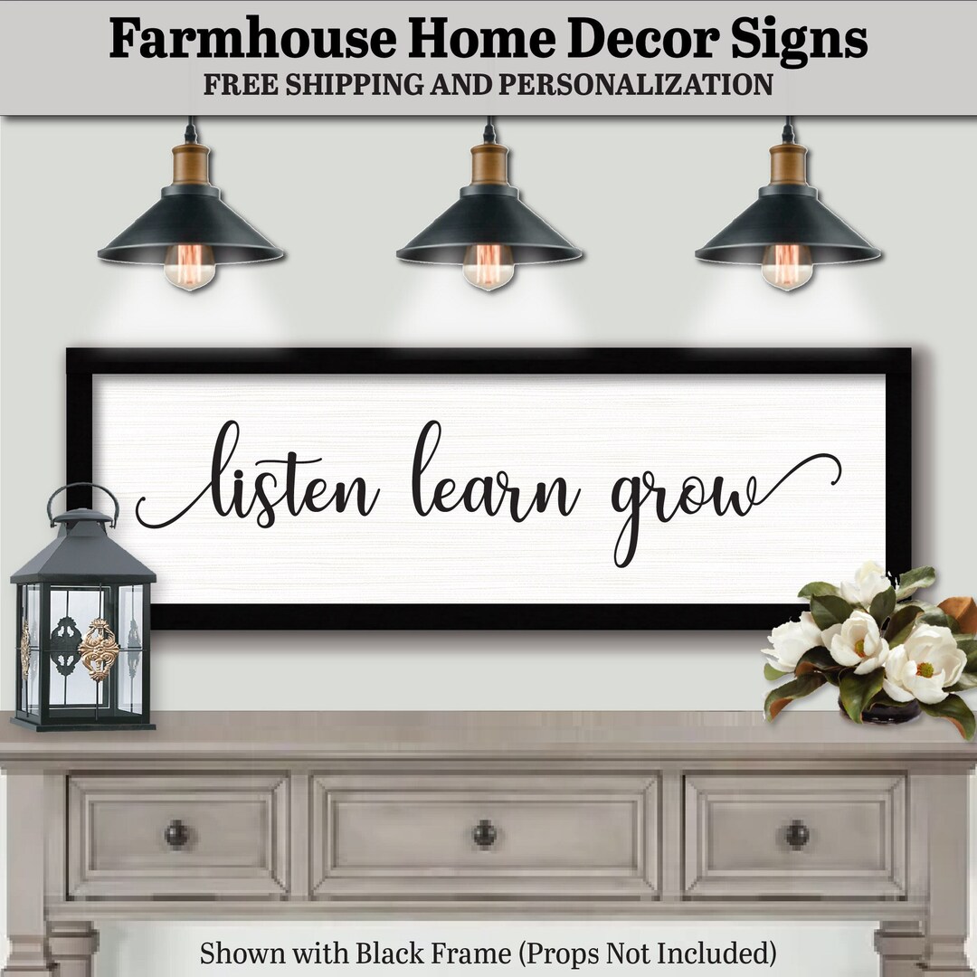 Listen Learn Grow, FARMHOUSE HOME DECOR, Small Plaque God Art, Modern ...