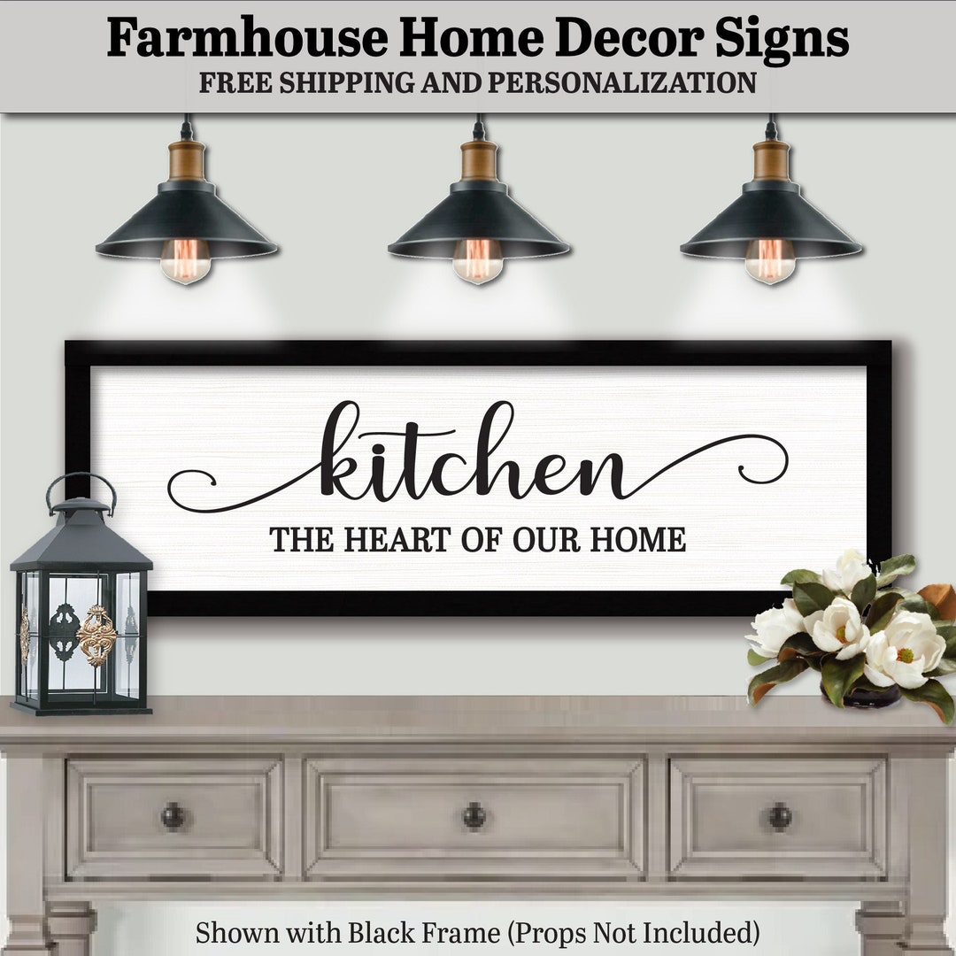 Kitchen the Heart of Our Home Sign, FARMHOUSE HOME DECOR, Wooden Wall ...