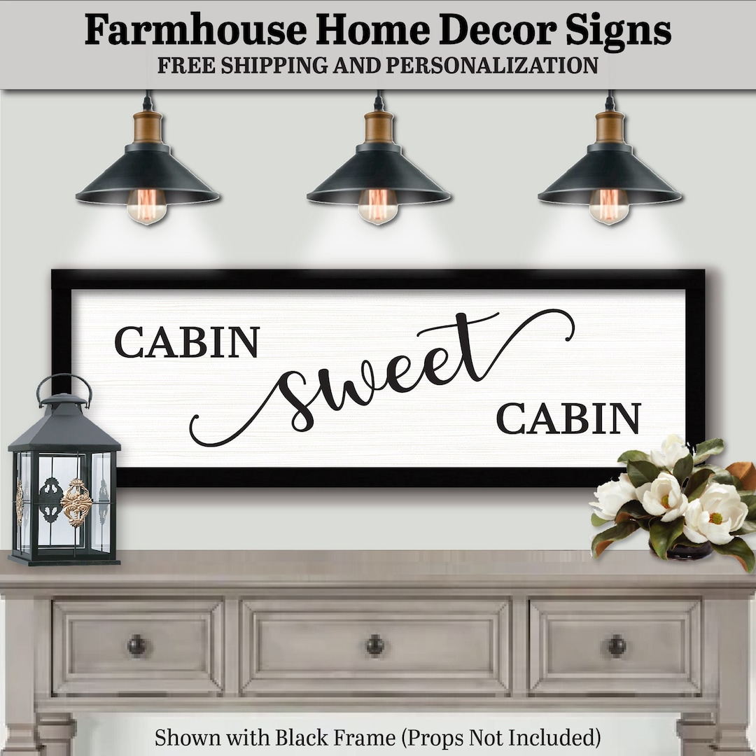 Cabin Sweet Cabin, FARMHOUSE HOME DECOR, Wood Signs Sayings, Wood Name ...