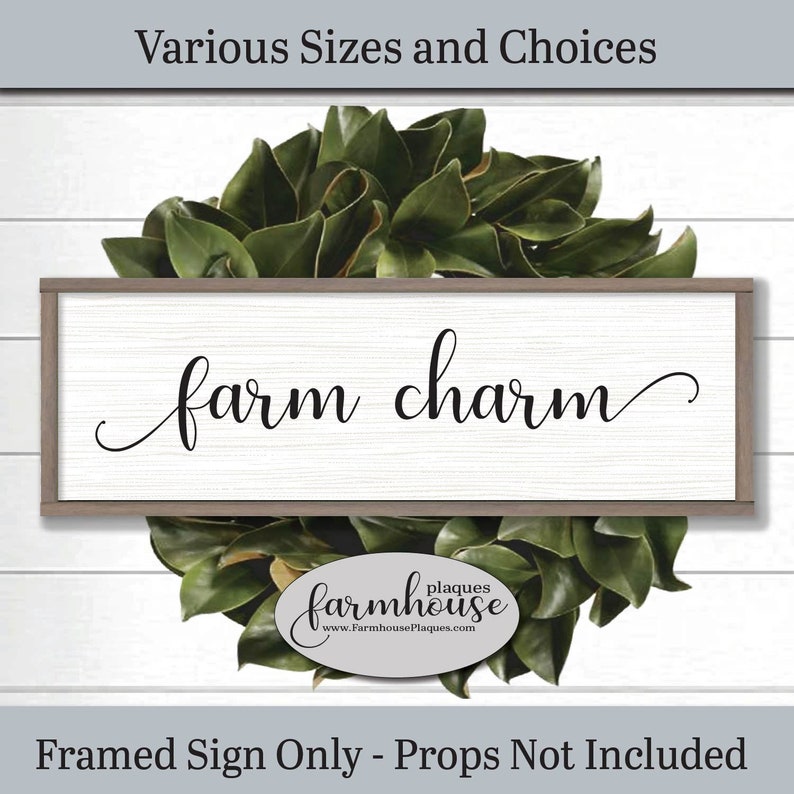 Farm Charm Sign Farmhouse Decor Sign Framed Wood Wall Art | Etsy