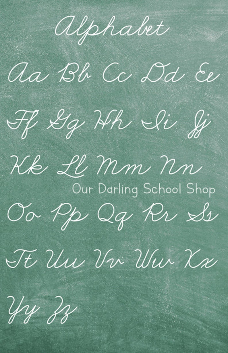 Cursive Alphabet Poster | Etsy