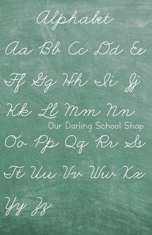 Cursive Alphabet Poster | Etsy