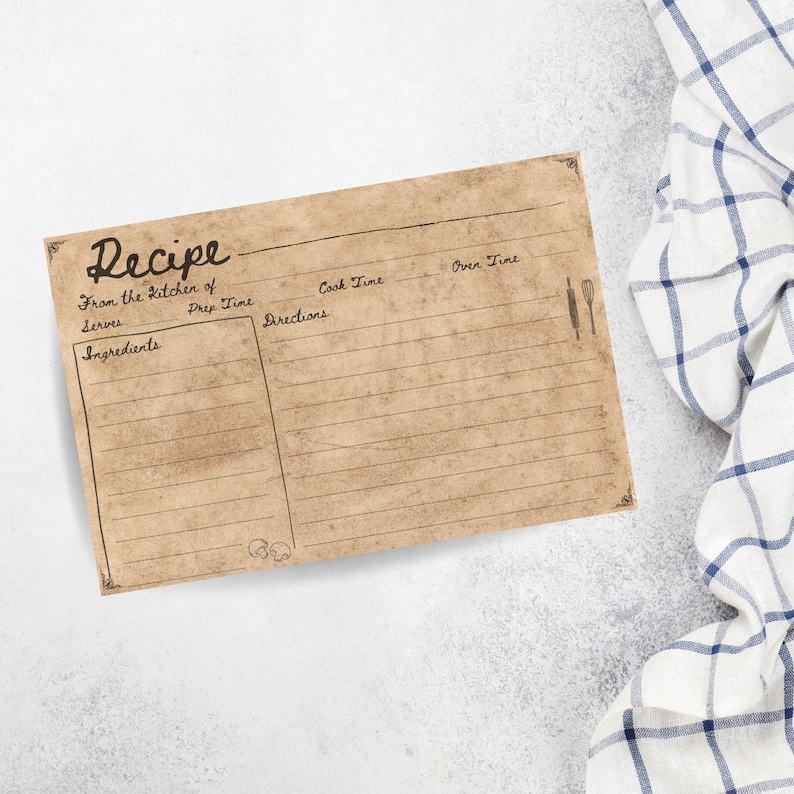 RECIPE CARD TEMPLATE Vintage Recipe Cards Vintage Recipe - Etsy