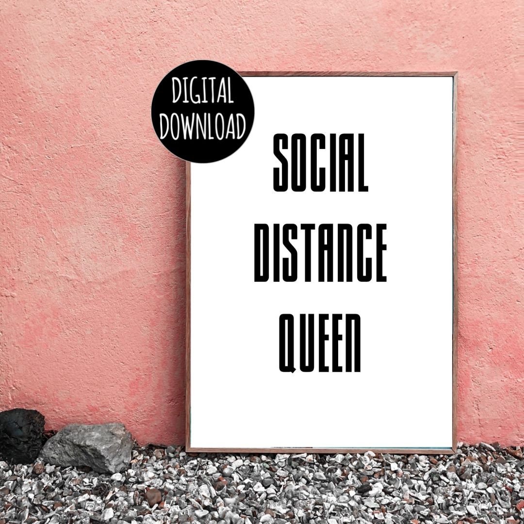 SOCIAL DISTANCE QUEEN Instant Download Black and White - Etsy