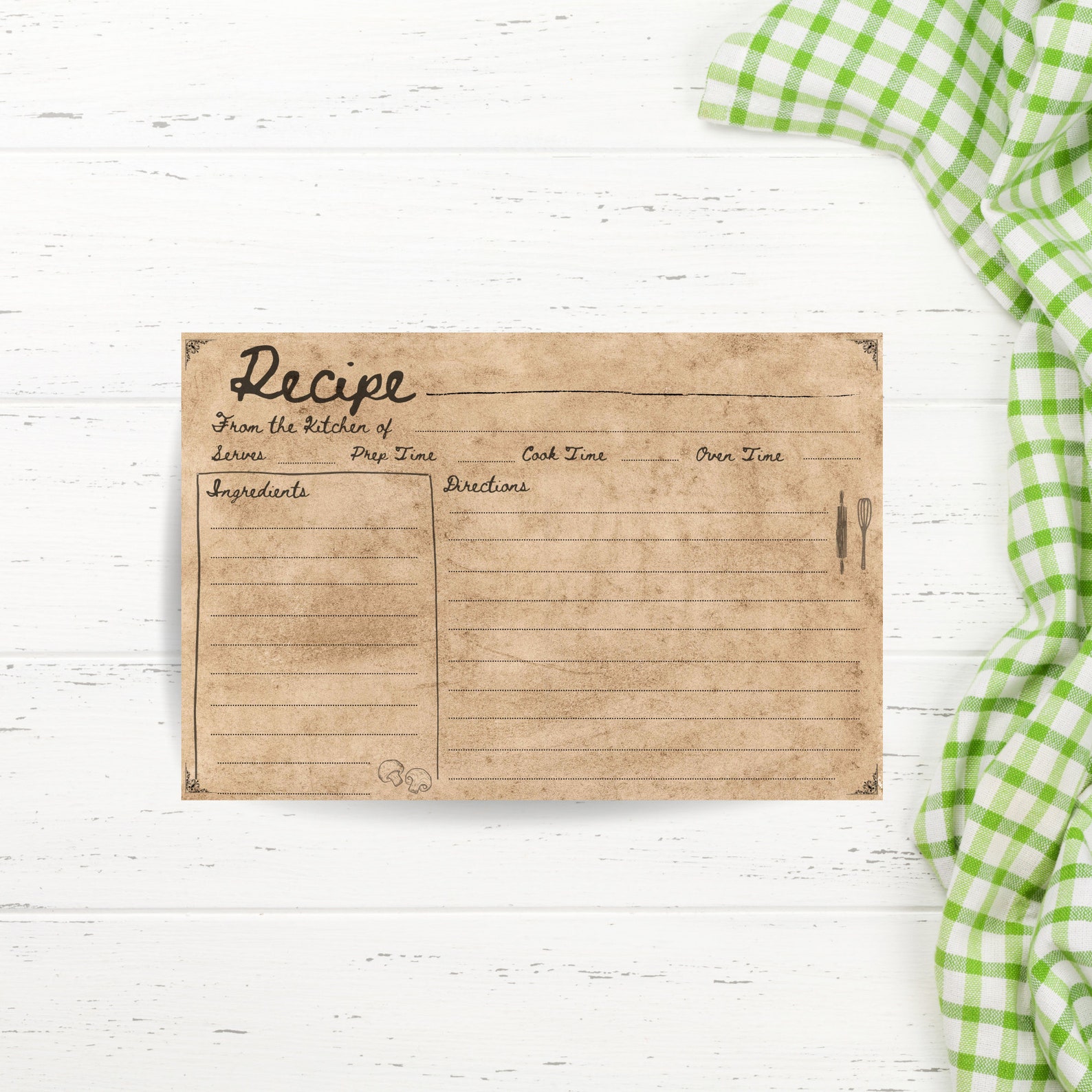 RECIPE CARD TEMPLATE Vintage Recipe Cards Vintage Recipe - Etsy