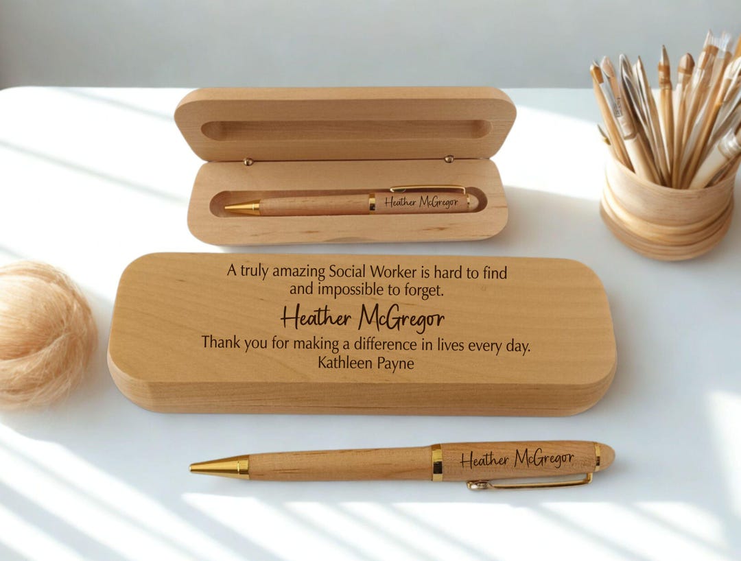 Personalized Wood Pen and Case: Engraved Social Worker Gift - Etsy