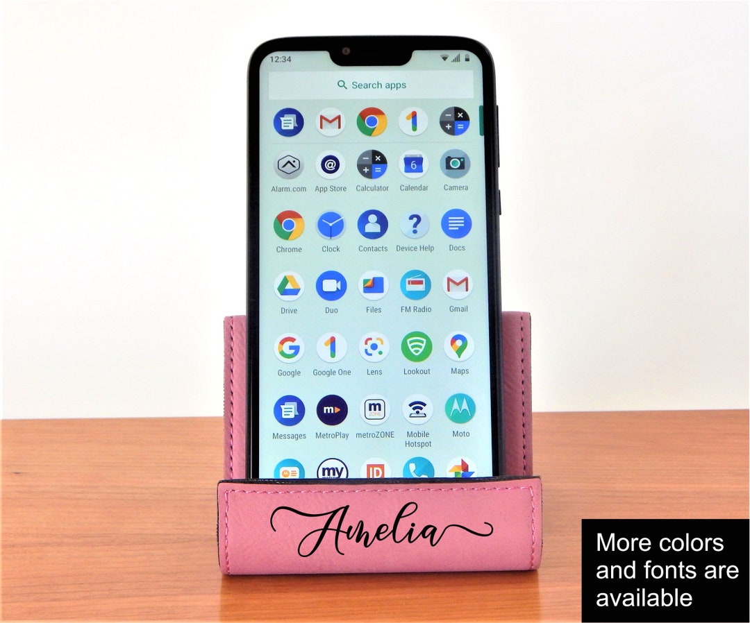 Personalized Phone Stand for Desk | Leather Tablet Holder | iPhone iPad ...